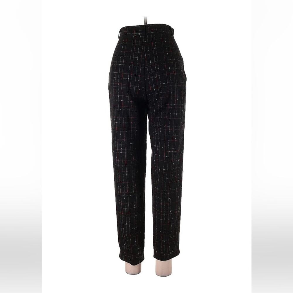 Vintage Wool Blend Black Check Mark Pleated Front Tap… - Gem